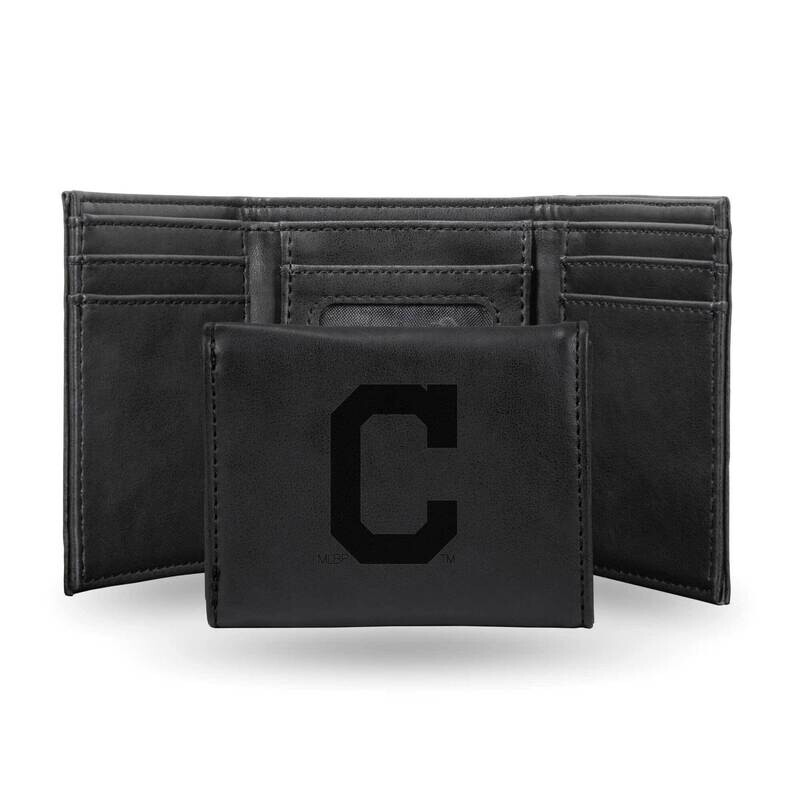 MLB Cleveland Indians Black Faux Leather Trifold Wallet GC7638 - HomeBello