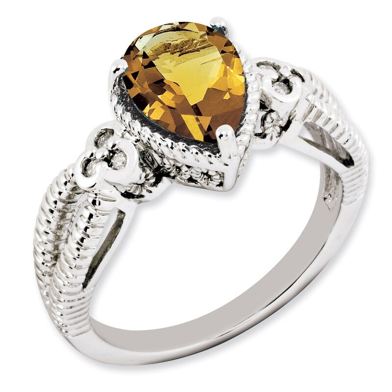 Whiskey Quartz & Diamond Ring Sterling Silver QR3216WQ - HomeBello