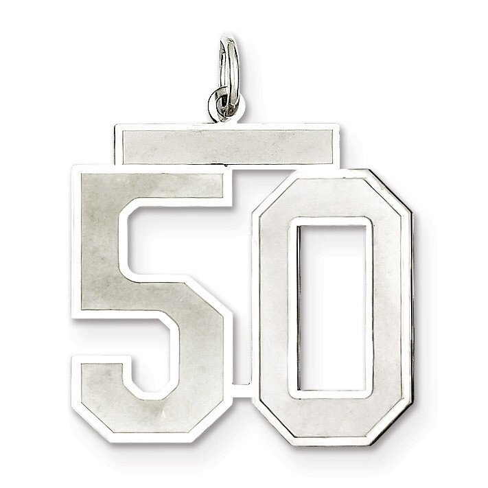 Pendant Number 50 Satin Sterling Silver Large QPP50 - HomeBello