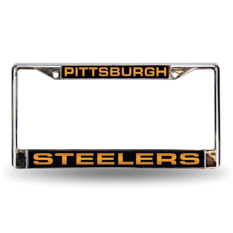 NFL Pittsburgh Steelers Black Bkg Laser Chrome Car License Plate Frame ...