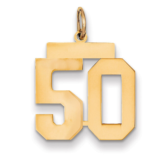 Number 50 Charm 14k Gold Medium Polished LM50 - HomeBello