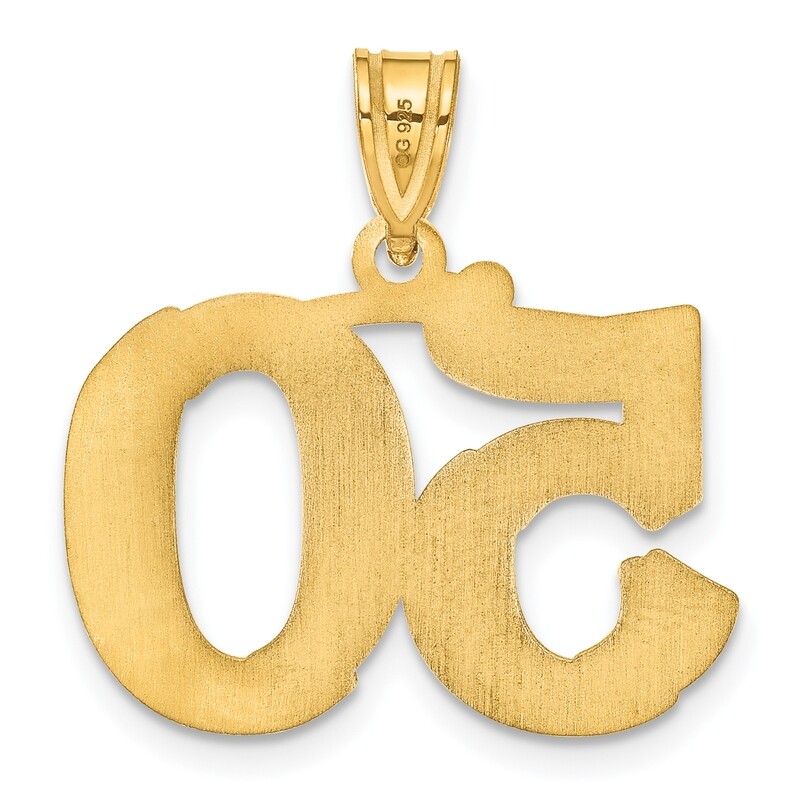 Number 50 Pendant 14k Gold Polished Etched AEN50 - HomeBello