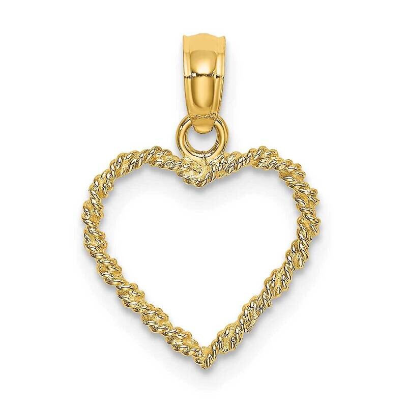 Rope Heart Charm 14k Gold 3-D K7125 - HomeBello