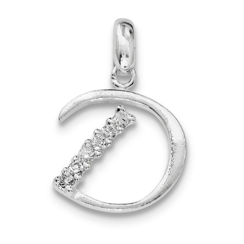 Initial D Pendant Sterling Silver Diamond - HomeBello