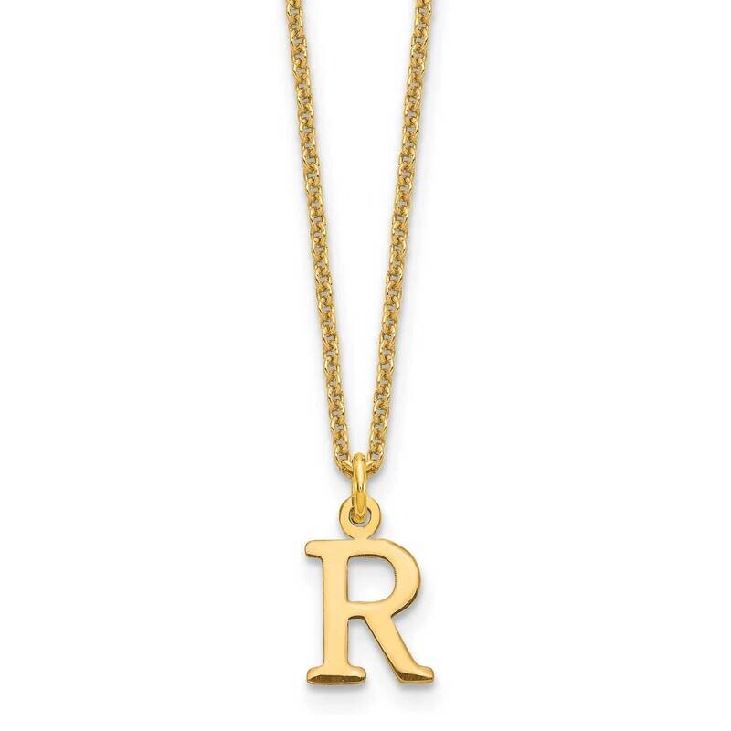 Letter R Initial Pendant with Chain 14k Gold Cutout XNA727Y/R - HomeBello