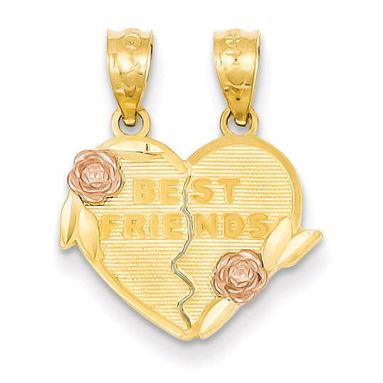 Best Friends break apart Heart Pendant 14k Two-Tone Gold - HomeBello