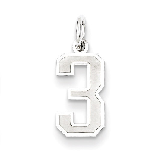 Number 3 Pendant Sterling Silver Satin QPS03 - HomeBello