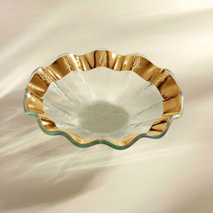 Annieglass Ruffle Gold Bowl 7 Inch - HomeBello