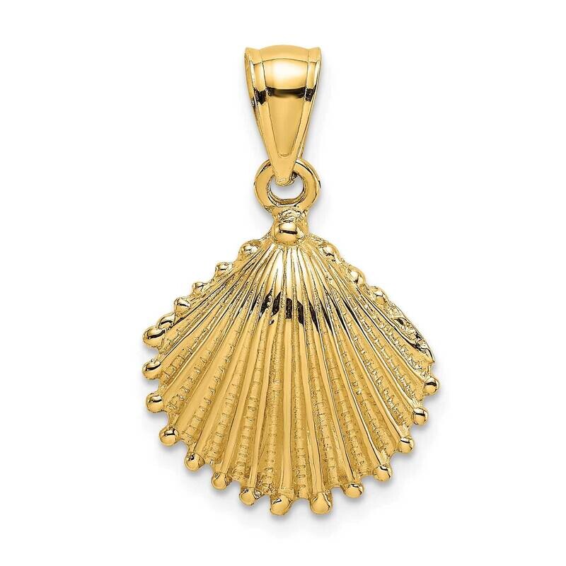 Textured Scallop Shell Charm 14k Gold 2-D K7683 - HomeBello