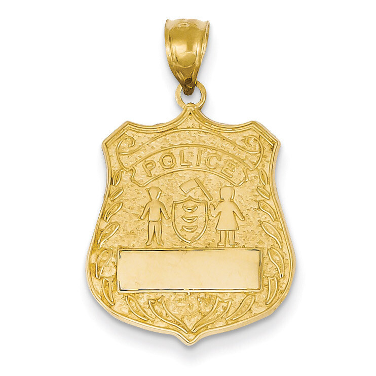 Large Police Badge Pendant 14k Gold C2253 - HomeBello