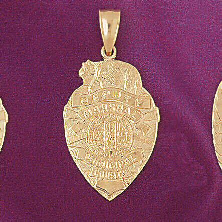 Dazzlers Police Badge Charm Bracelet Pendant Necklace in Yellow White ...