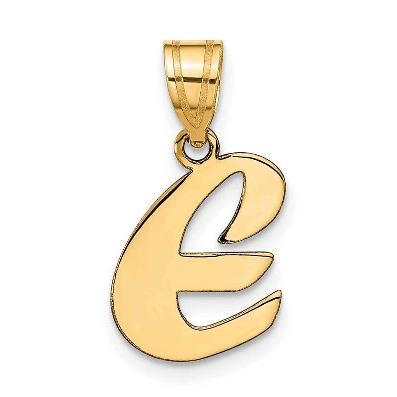 Script Letter E Initial Pendant 14k Gold Polished YC1438E - HomeBello
