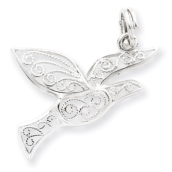 Filigree Holy Spirit Charm Sterling Silver QC4421 - HomeBello