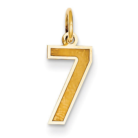Small Satin Number 7 Charm 14k Gold LSS07 - HomeBello