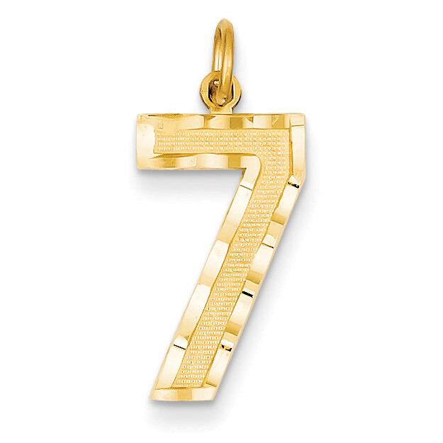 Casted Large Diamond Cut Number 7 Charm 14k Gold LN07 - HomeBello