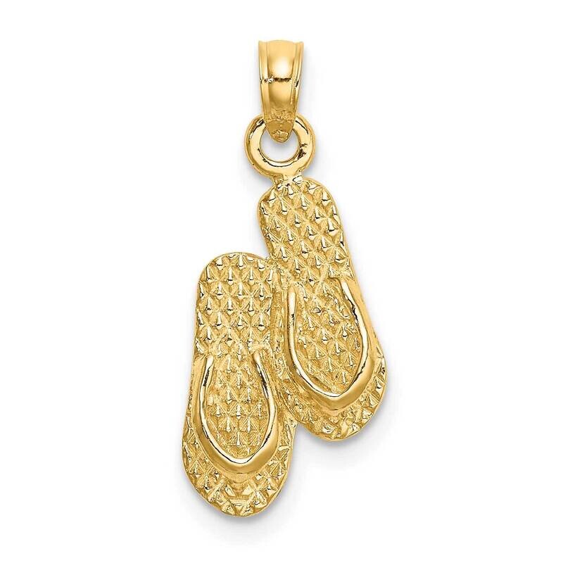 Key West Double Flip Flop Charm 14k Gold K8642 - HomeBello