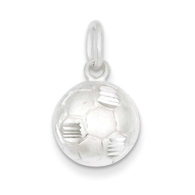 Soccer Ball Charm Diamond-cut Sterling Silver QC5136 - HomeBello