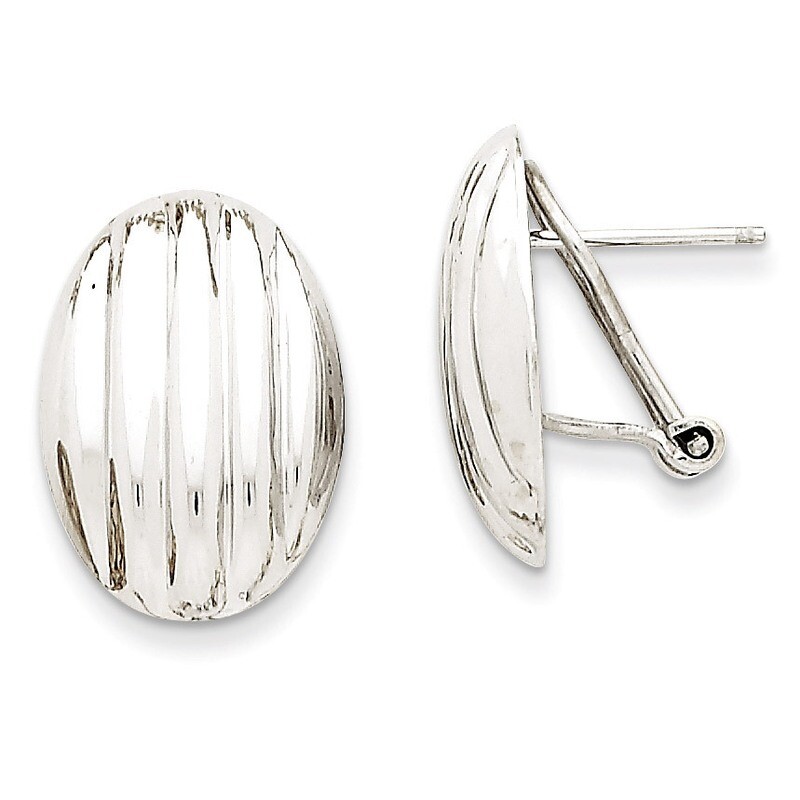 Polished Fancy Omega Back Post Earrings 14k White Gold - HomeBello