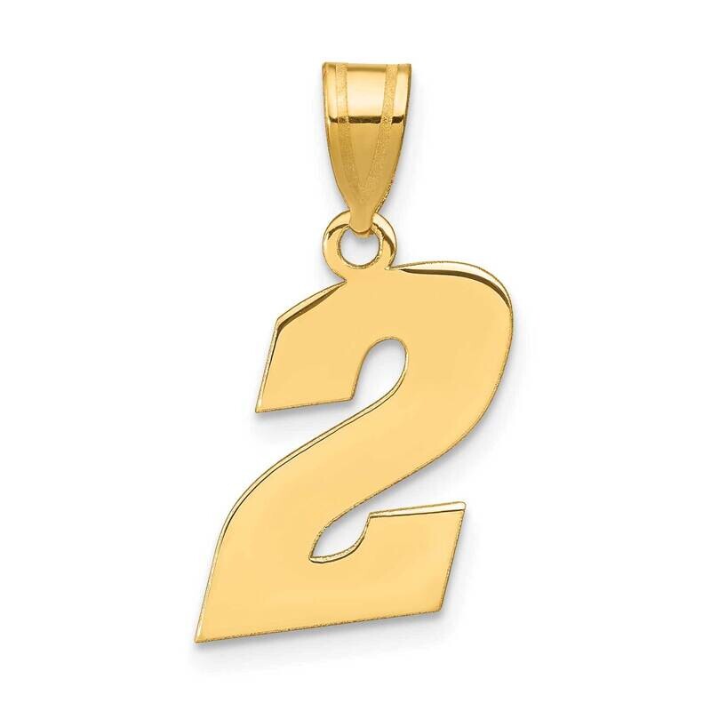 Block Number 2 Pendant 14k Gold Polished BN02 - HomeBello