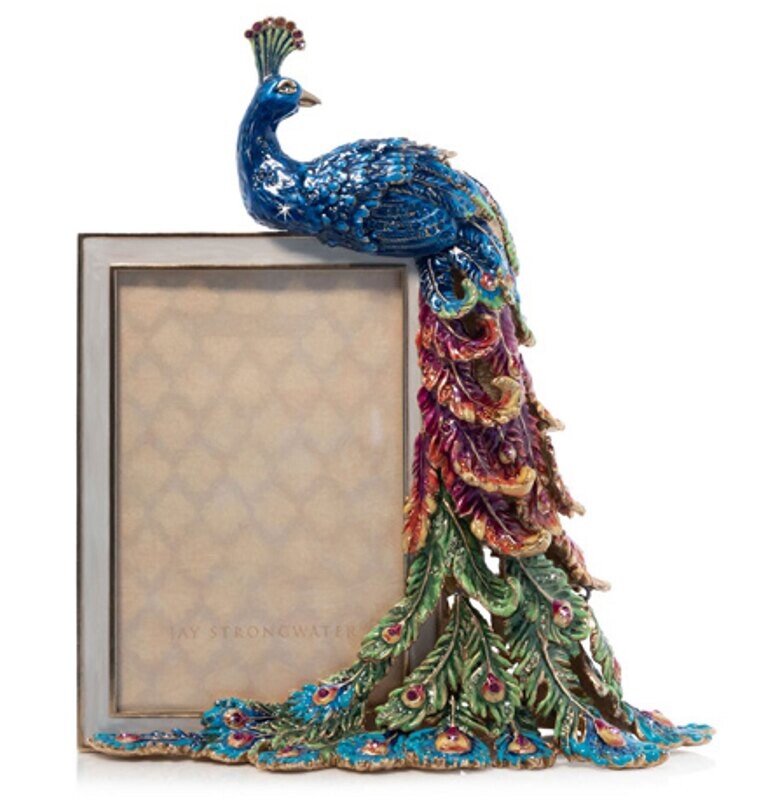 Jay Strongwater Eve Peacock 4 x 6 Inch Picture Frame Rainbow SPF5758 ...