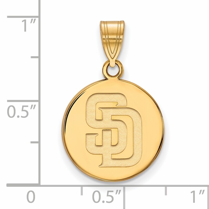 San Diego Padres Medium Disc Pendant 10k Yellow Gold 1Y015PAD MLB ...