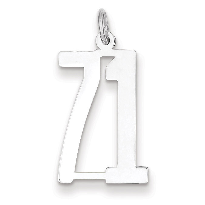 Charm Number 71 Elongated Pol Sterling Silver Small QES71 - HomeBello