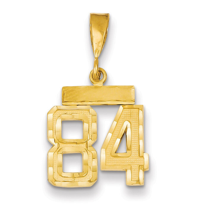 Number 84 Charm 14k Gold Small Diamond-cut SN84 - HomeBello