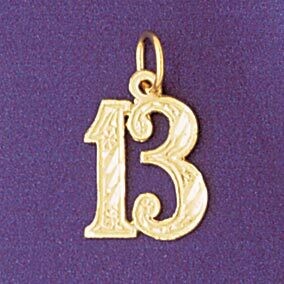 Dazzlers Number 13 Charm Bracelet Pendant Necklace in Yellow White Rose ...