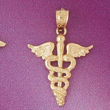 Dazzlers Medical Sign Charm Bracelet Pendant Necklace in Yellow White ...