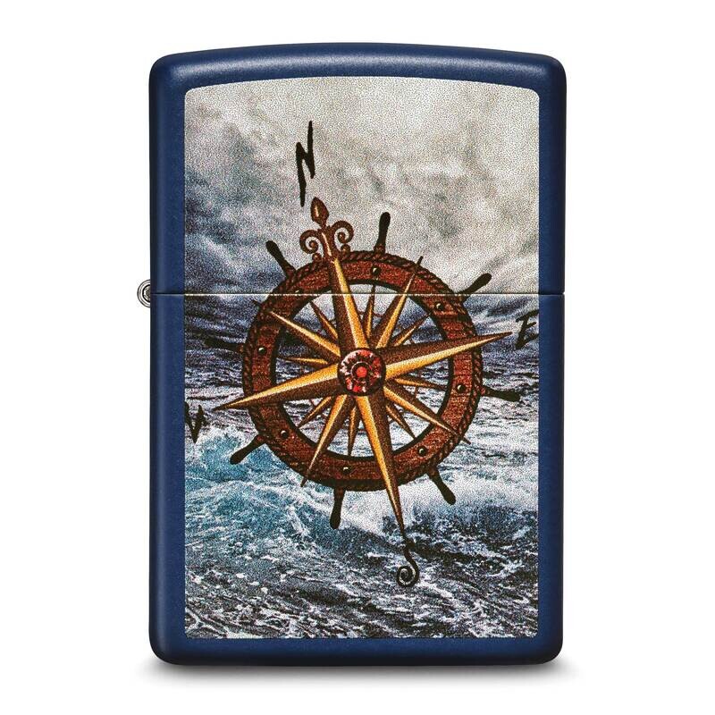 Zippo Navy Matte Ocean Compass Lighter GM25835 - HomeBello