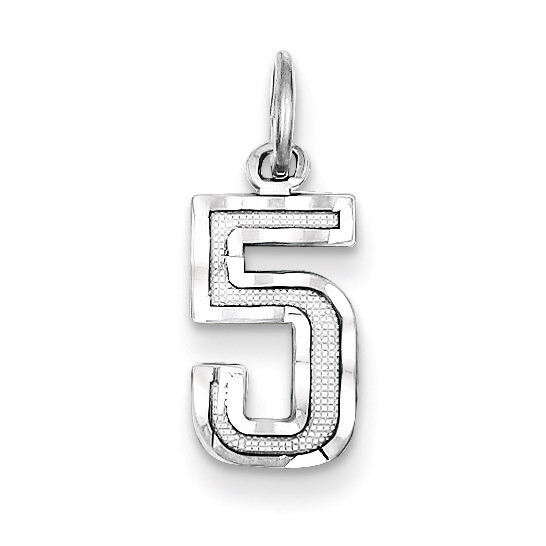 Number 5 Charm Diamond-cut Sterling Silver QSN05 - HomeBello