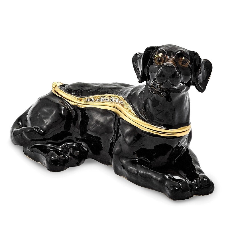 By Jere Black Labrador Trinket Box Enamel on Pewter BJ2156 - HomeBello