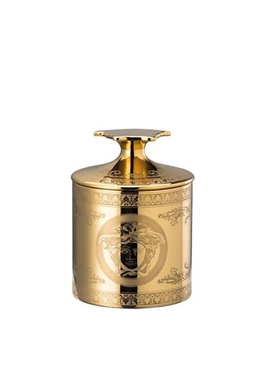 Versace Golden Medusa Scented Votive with Lid 5 1/2 Inch - HomeBello