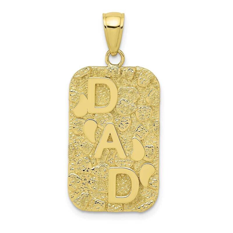 Dad Gold Nugget Dog Tag Pendant 10k Gold 10K4733 - HomeBello