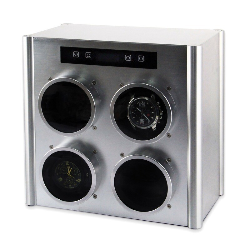 Rotations Silver Metal Quad Watch Winder GM8468 - HomeBello
