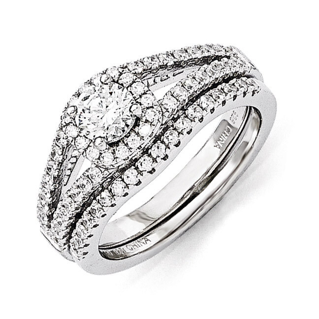 2 Piece Wedding Ring Set Sterling Silver & Cubic Zirconia QMP1363 ...