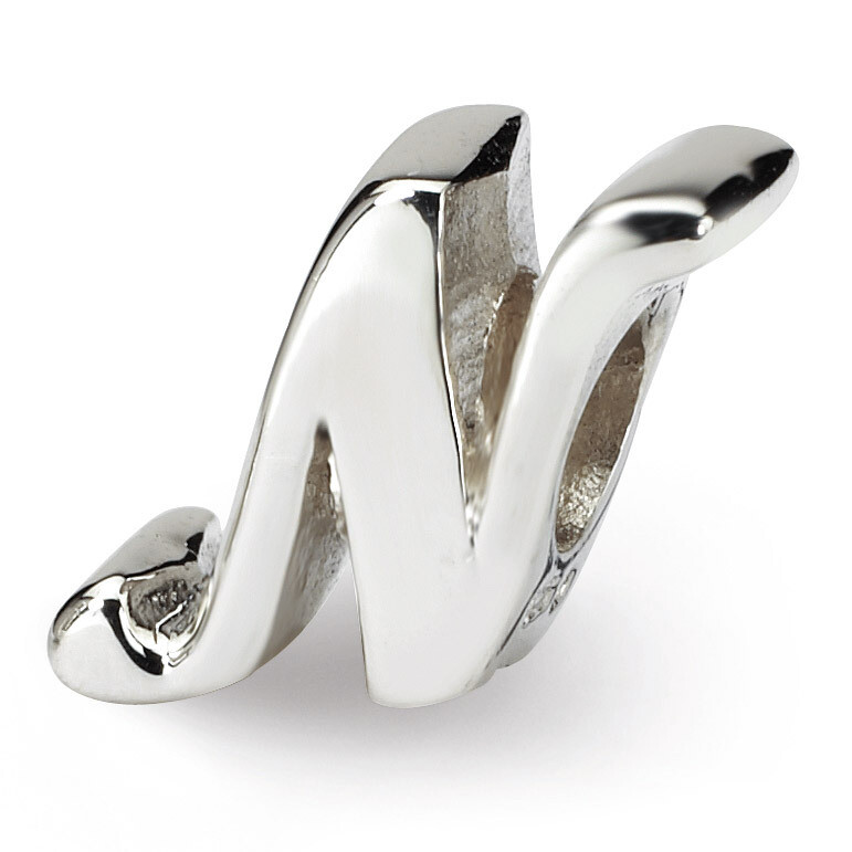 Letter N Script Bead - Sterling Silver QRS1430N - HomeBello