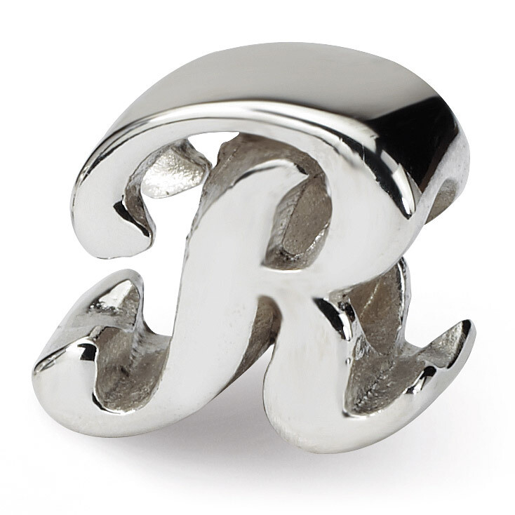 Letter R Script Bead - Sterling Silver QRS1430R - HomeBello