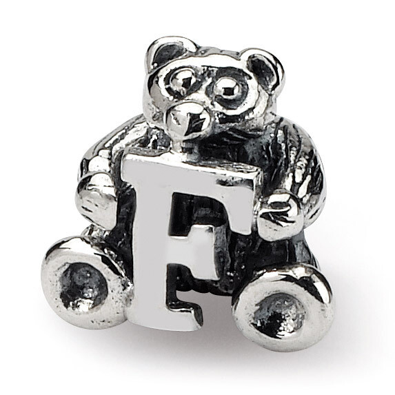 Letter F Bead - Sterling Silver QRS712F - HomeBello