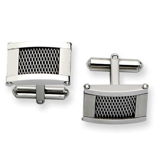 Wire Brushed and Polished Cufflinks Stainless Steel by Chisel - HomeBello