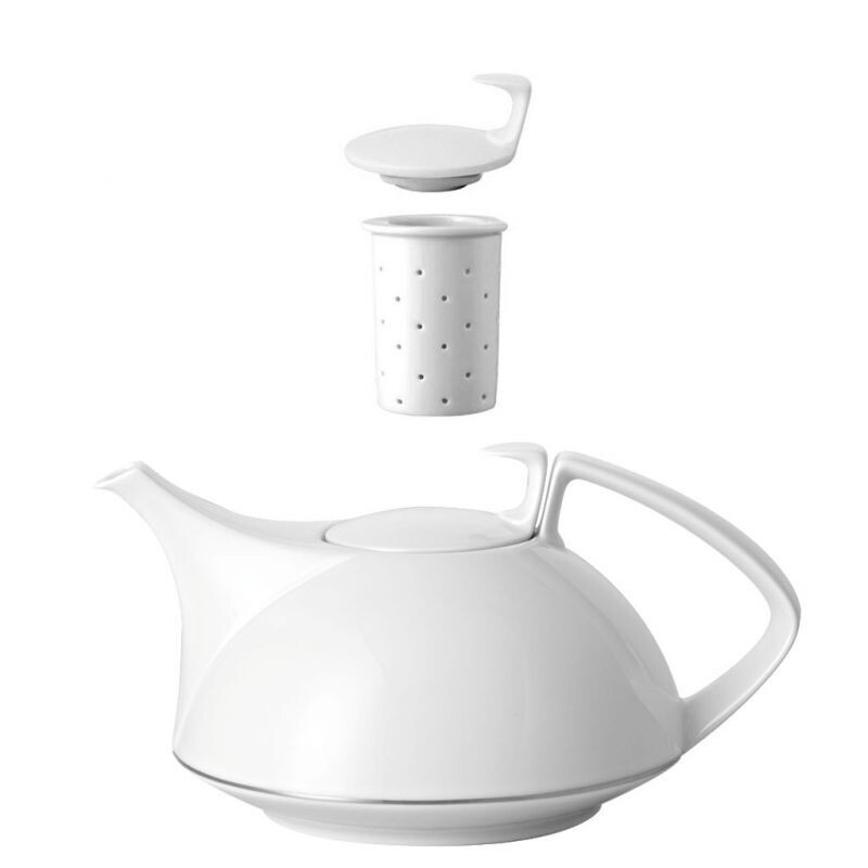 Rosenthal TAC 02 Platinum Tea Pot 45 ounce 4-pc Set 4 pcs = 2 strainers ...