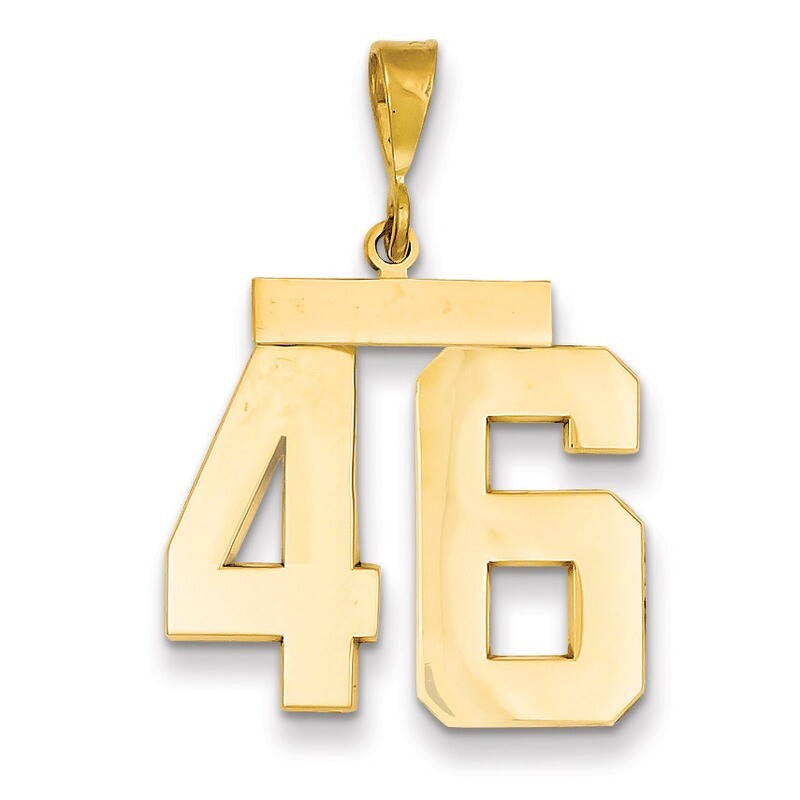Number 46 Charm 14k Gold Large Polished LP46 - HomeBello