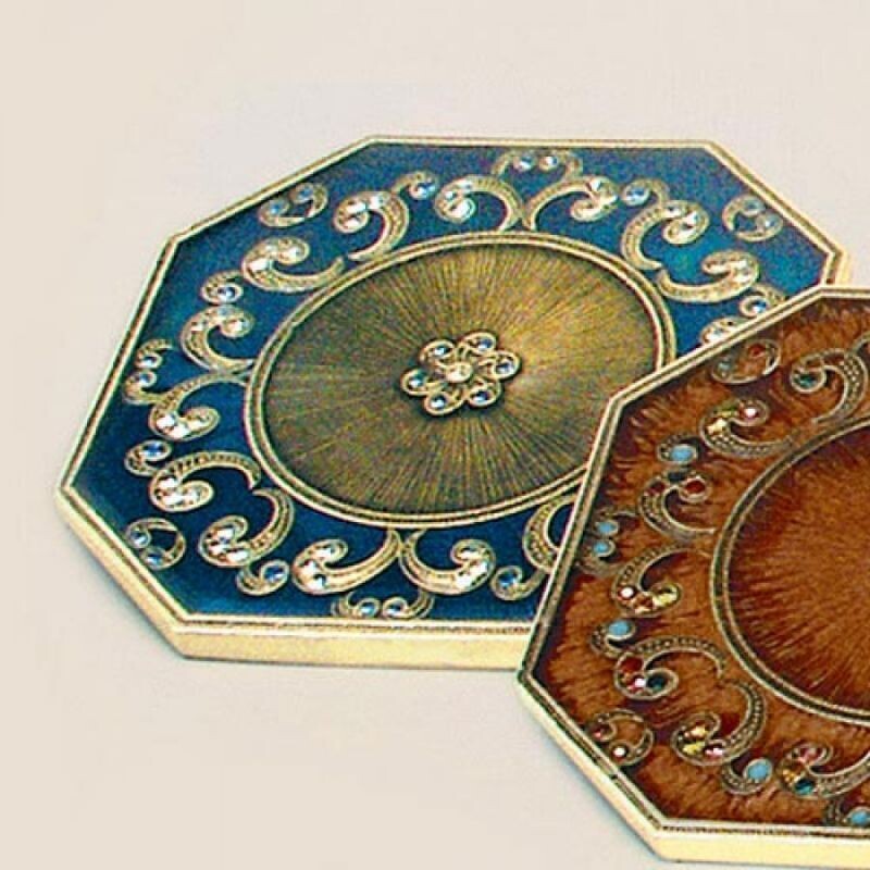 Tizo Floral Jeweled Coaster - Blue - HomeBello