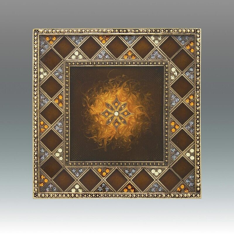 Tizo Super Nova Jeweltone Square Coaster - Brown - HomeBello