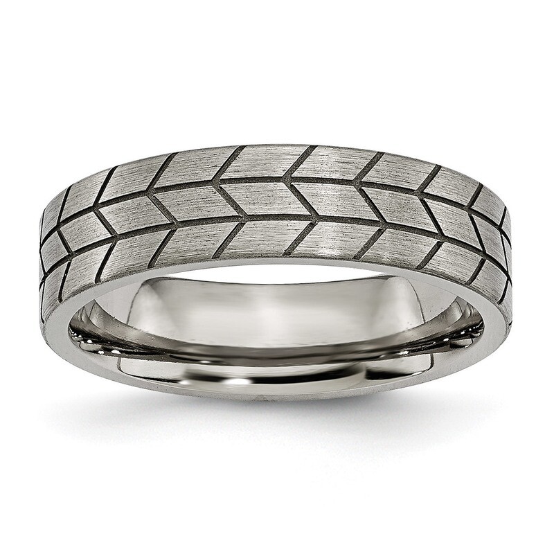 Flat Tread Design 6mm Brushed Band Titanium TB72-11 - HomeBello