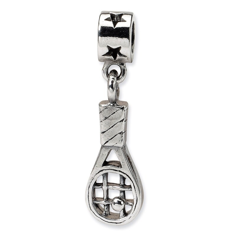 Tennis Racket Dangle Bead - Sterling Silver QRS1243 - HomeBello