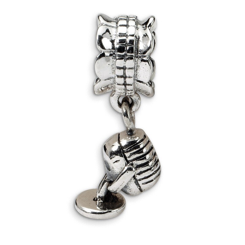 Microphone Dangle Bead - Sterling Silver QRS1387 - HomeBello