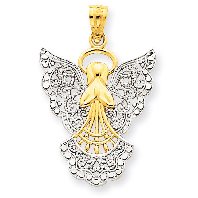 Filigree Angel Pendant 14k Gold D3720 - HomeBello