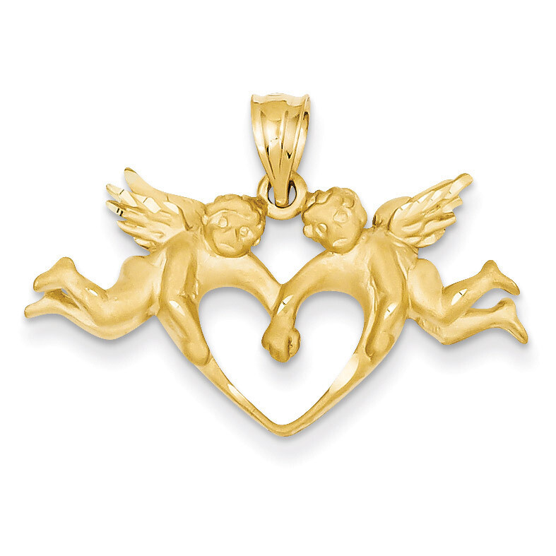 Satin Angels Heart Pendant 14k Gold C72 - HomeBello