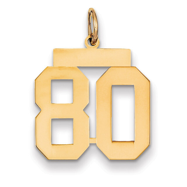 Number 80 Charm 14k Gold Medium Polished LM80 - HomeBello